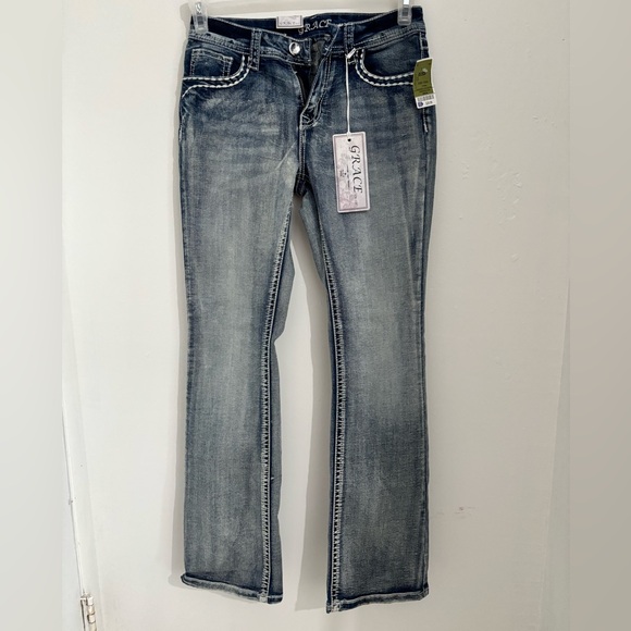Grace in LA | Jeans | Grace In La Womens Faded Blue Jeans With ...